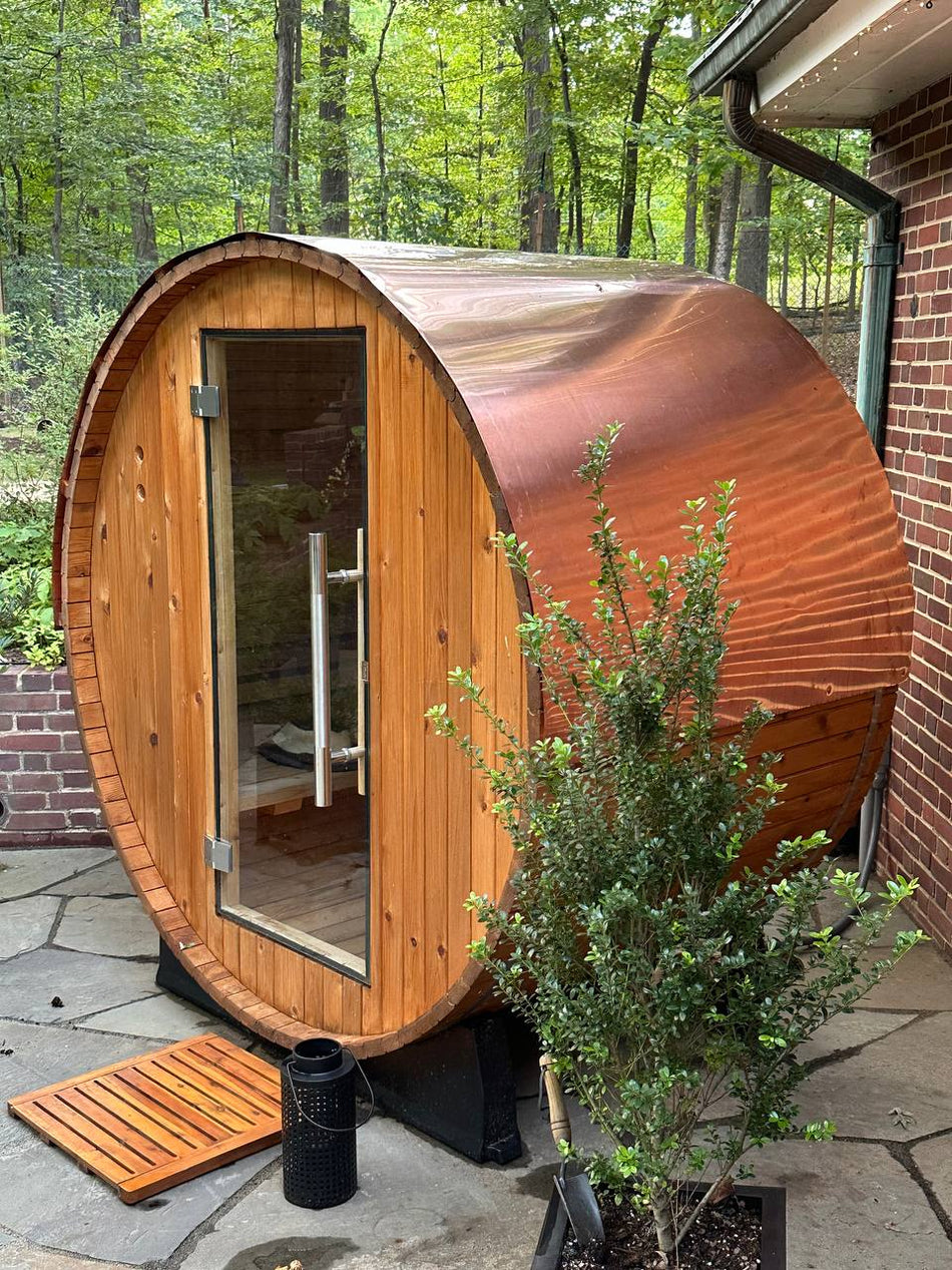 Barrel Sauna Copper Roof Cover| Durable & Stylish Protection – Sauna Shield